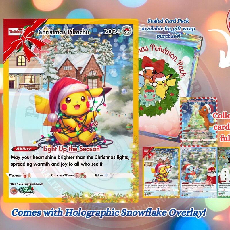 Pikachu Holiday Card - Etsy