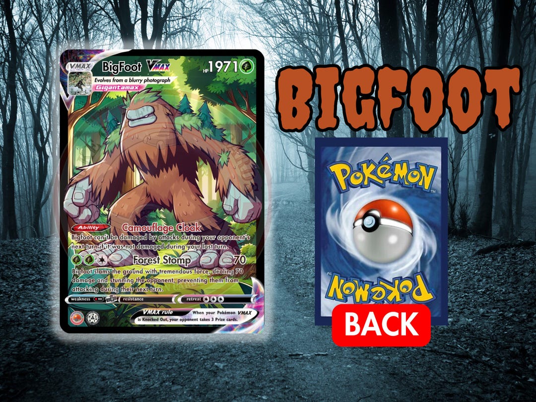 Bigfoot Fakemon Card, Cryptic Creature Card, Holographic Bogfoot ...