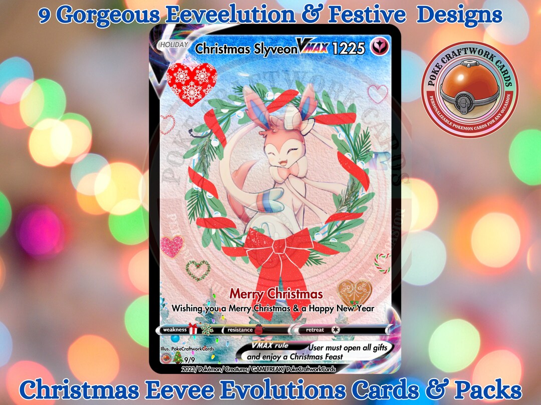 Sylveon Christmas Card Slyveon Pokemon Card Pokemon - Etsy