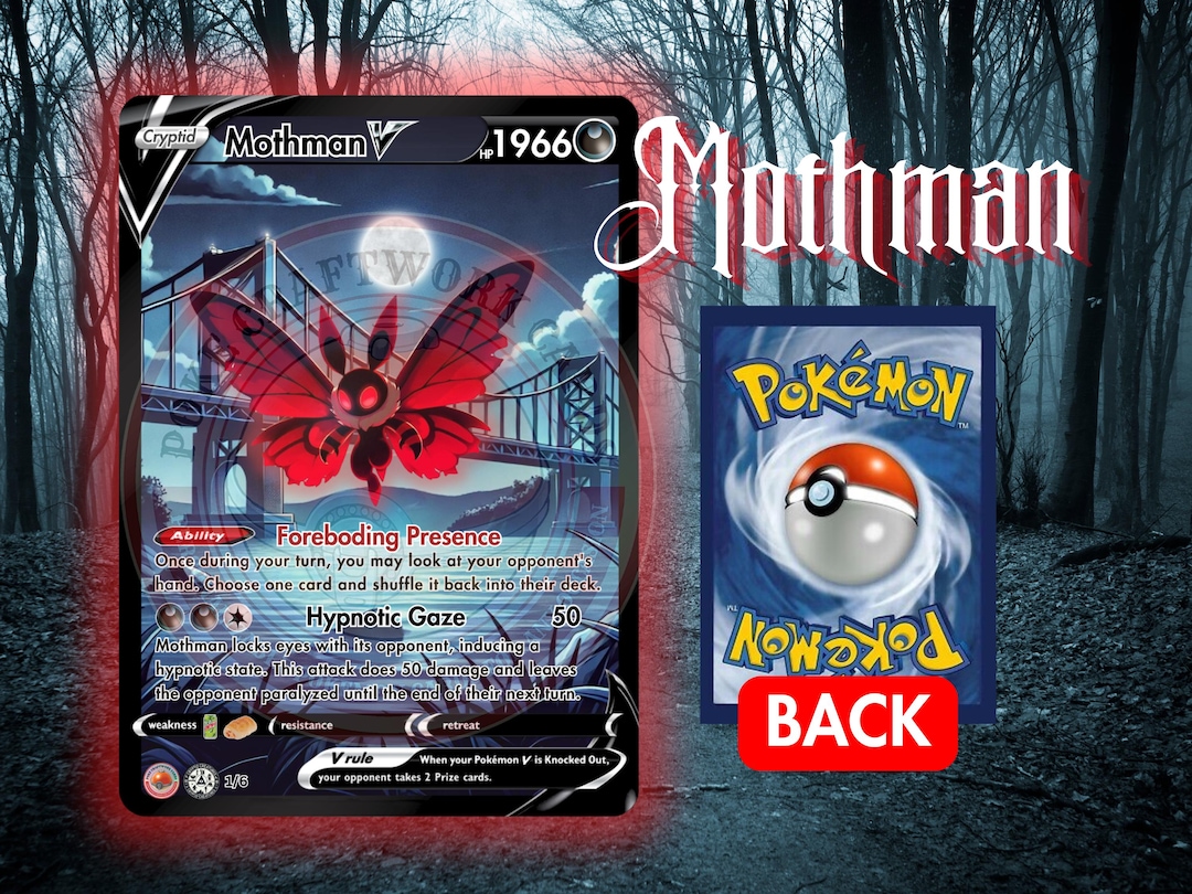 Mothman Fakemon Card, Cryptic Creature Card, Holographic Mothman ...