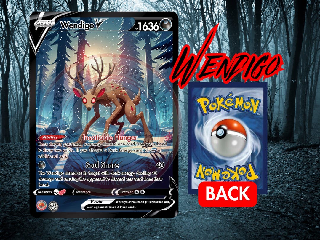 Wendigo Fakemon Card, Cryptic Creature Card, Holographic Wendigo ...