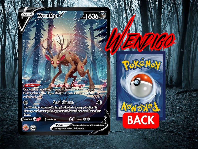 Holographic Wendigo Fakemon Card, Cryptic Creature Art - Etsy Denmark