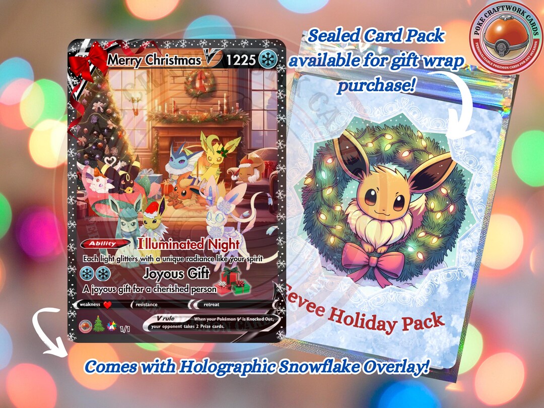 Holographic Christmas Eeveelution Personalizable Trading Card Christmas ...