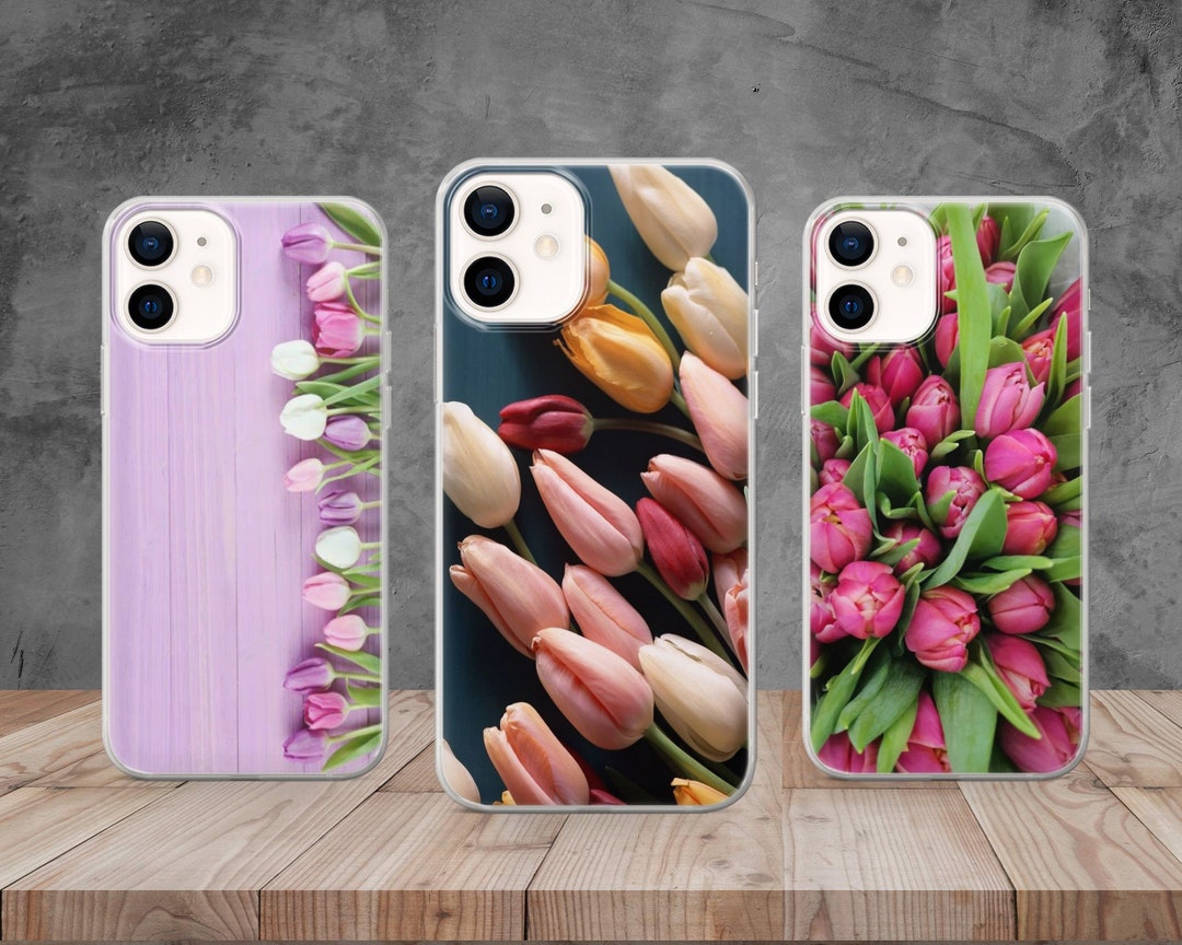 Tulip Phone Case Spring Flower Phone Cover for iPhone 15, 14, 12, 11 ...