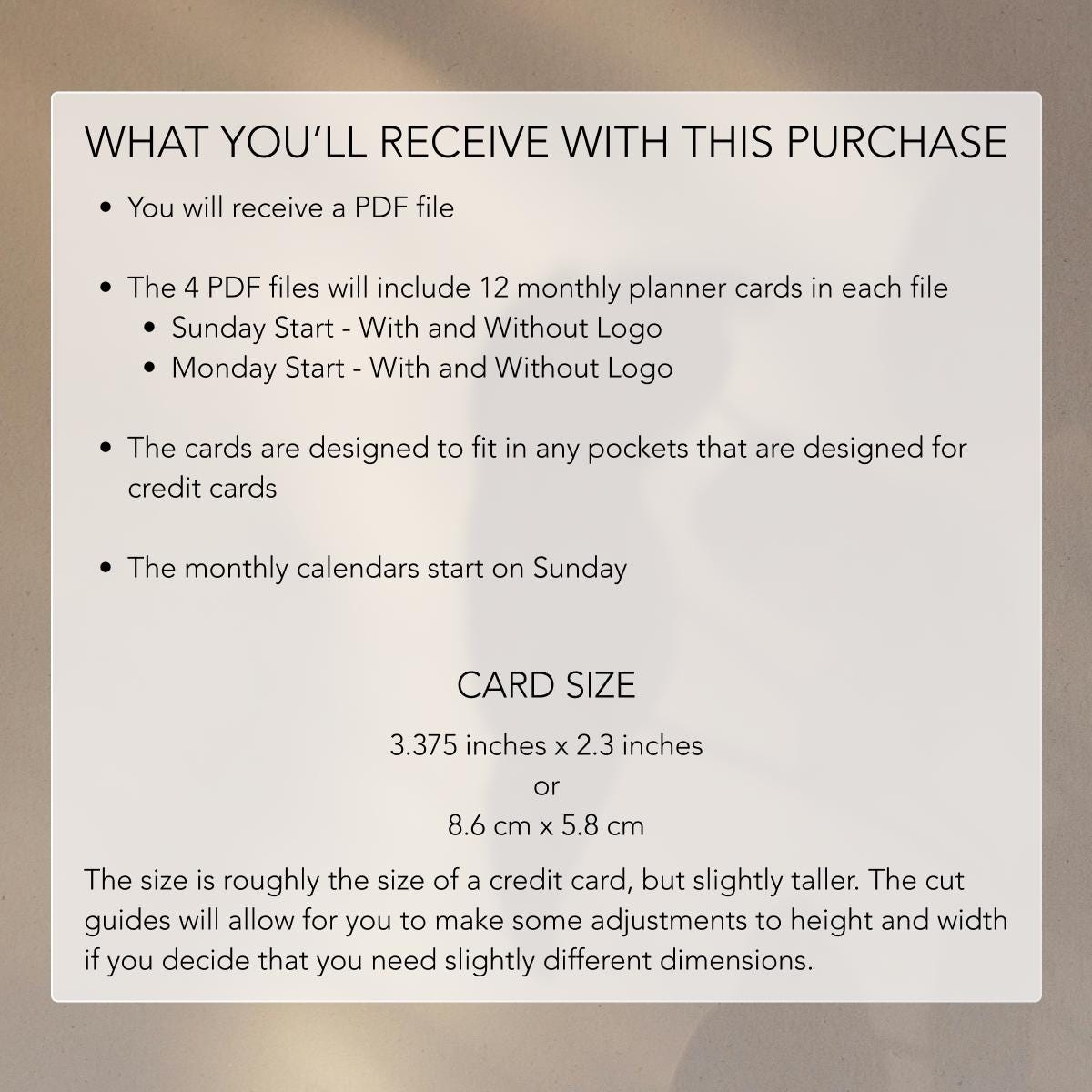 2025 Printable Monthly Planner Cards, Planner Pocket Cards, Printable ...