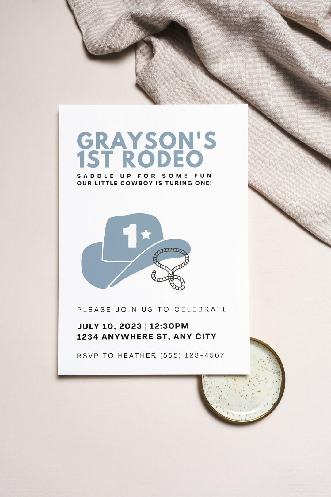 Editable Blue First Rodeo Boy Invitation, Birthday Invitations, INSTANT ...