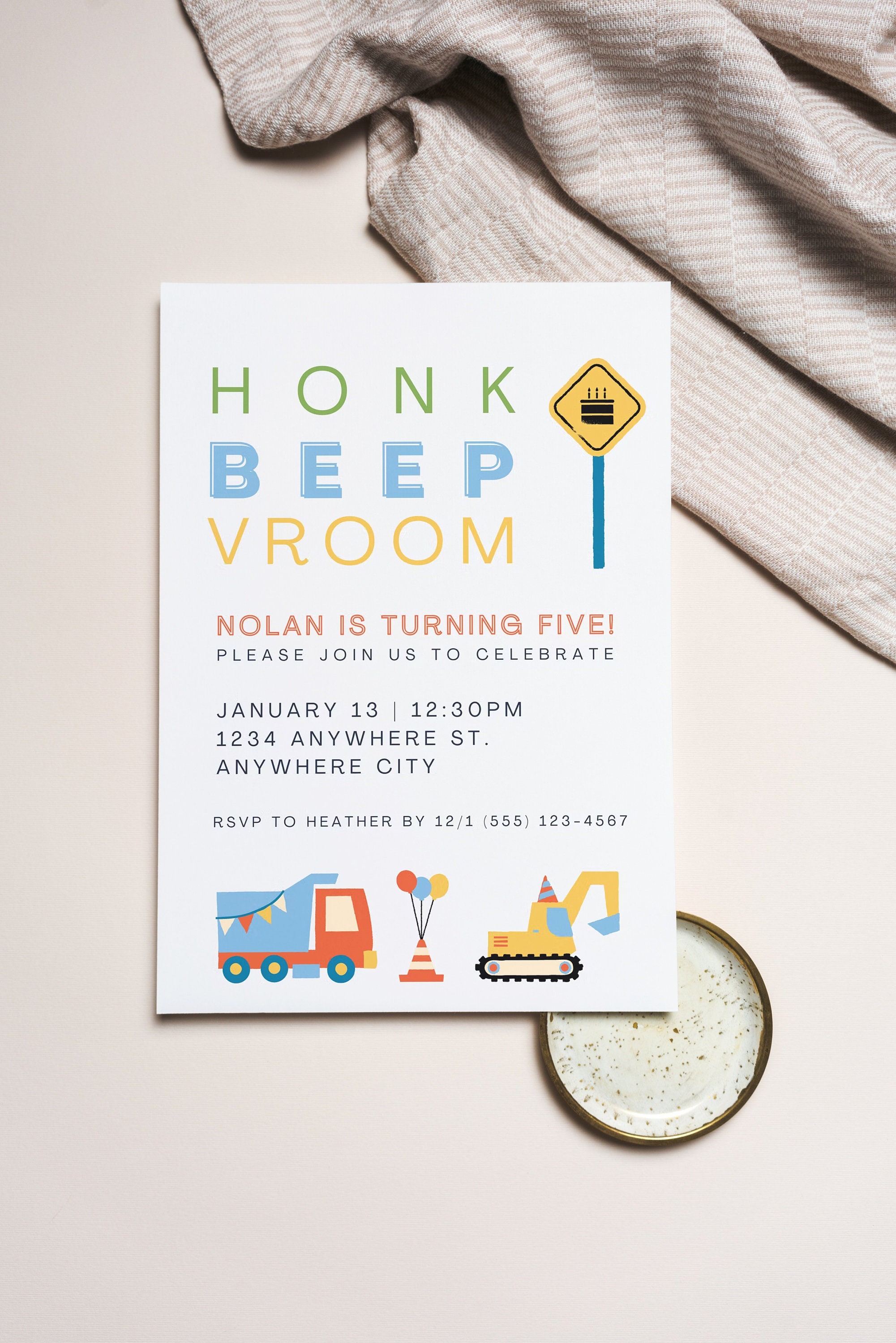 Editable Honk Beep Vroom Invitation, Truck Boy Birthday Invitations, INSTANT DOWNLOAD - Etsy