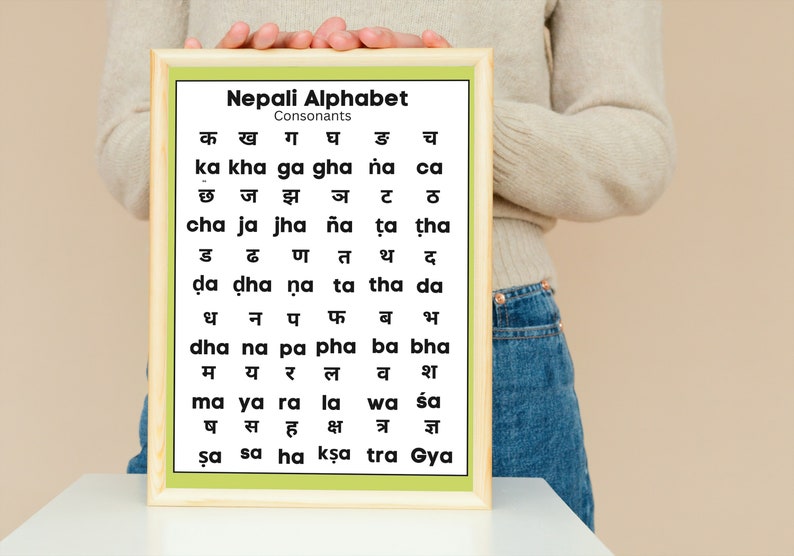 Nepali Alphabet Printable| Nepali Language Learning Chart | Wall Decor ...