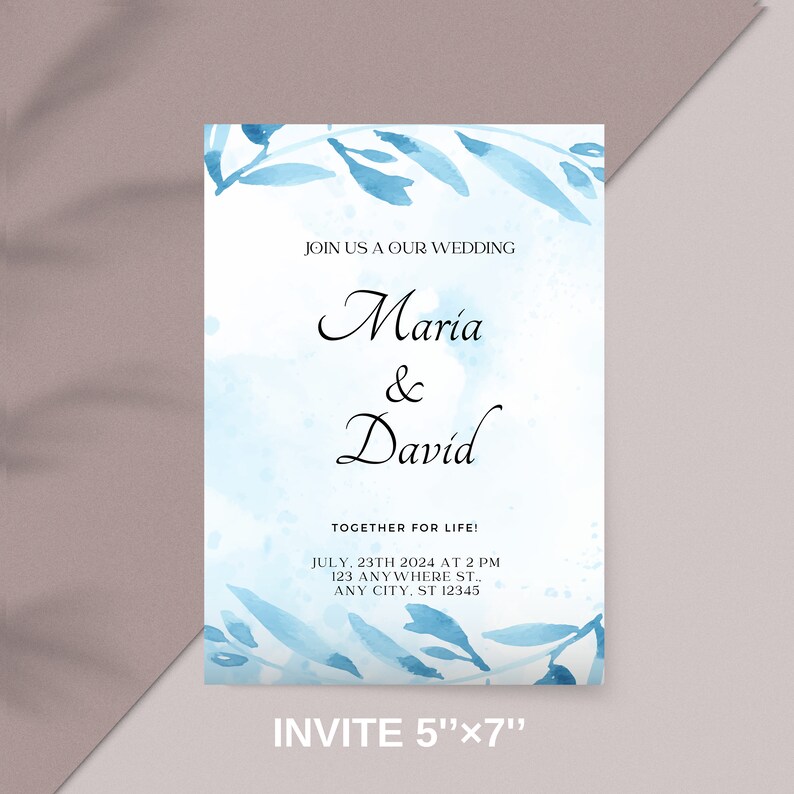 Printable Blue Flowers Invitation Template, Blue Floral Invitation ...