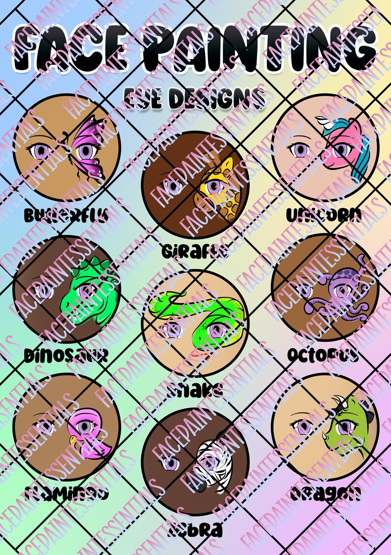 Printable Face Paint Eye Design Menu Board (PDF & PNG) - Etsy