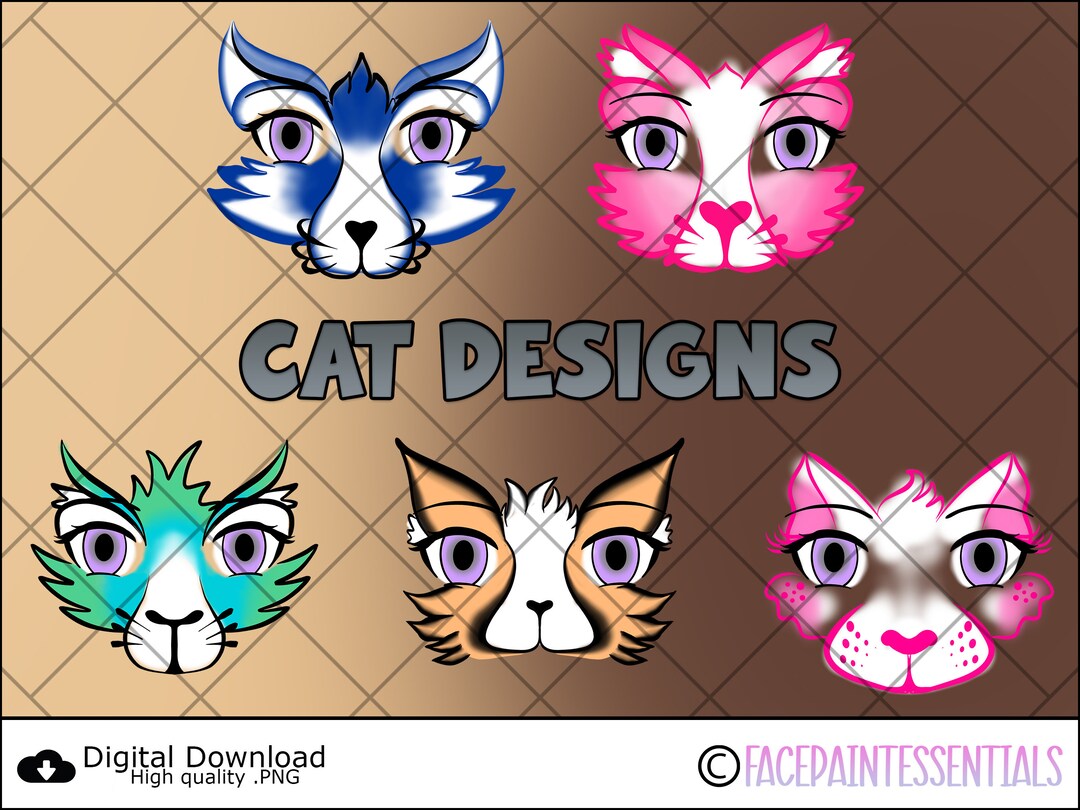 Printable Cat Face Painting Designs - Etsy