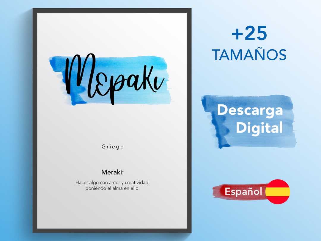 Meraki Definition Poster Watercolor Wall Art Print Greek Language ...