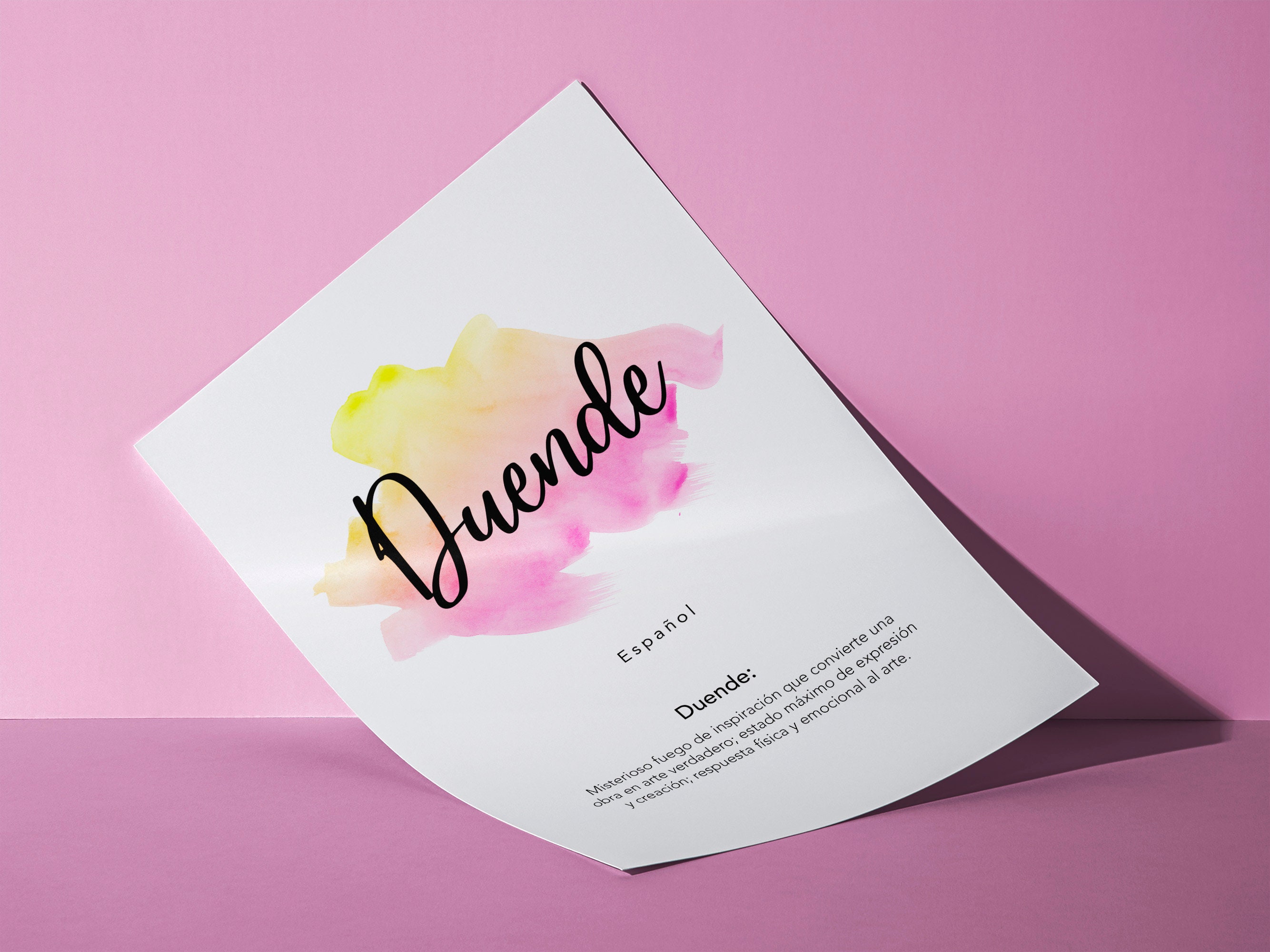 Duende Definition Poster Watercolor Wall Art Print Spanish Language ...