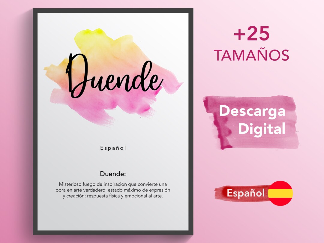 Duende Definition Poster Watercolor Wall Art Print Spanish Language ...