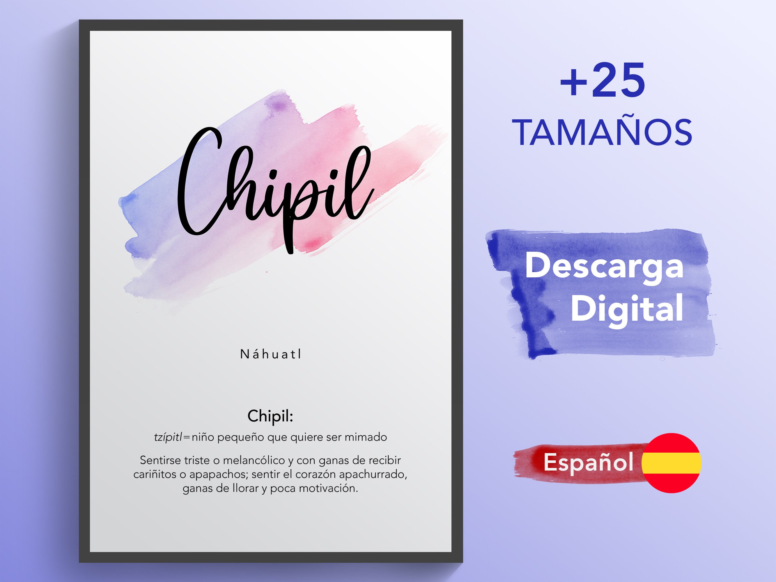 Chipil Nahuatl Definition Print Watercolor Nursery Wall Art Nahuatl ...