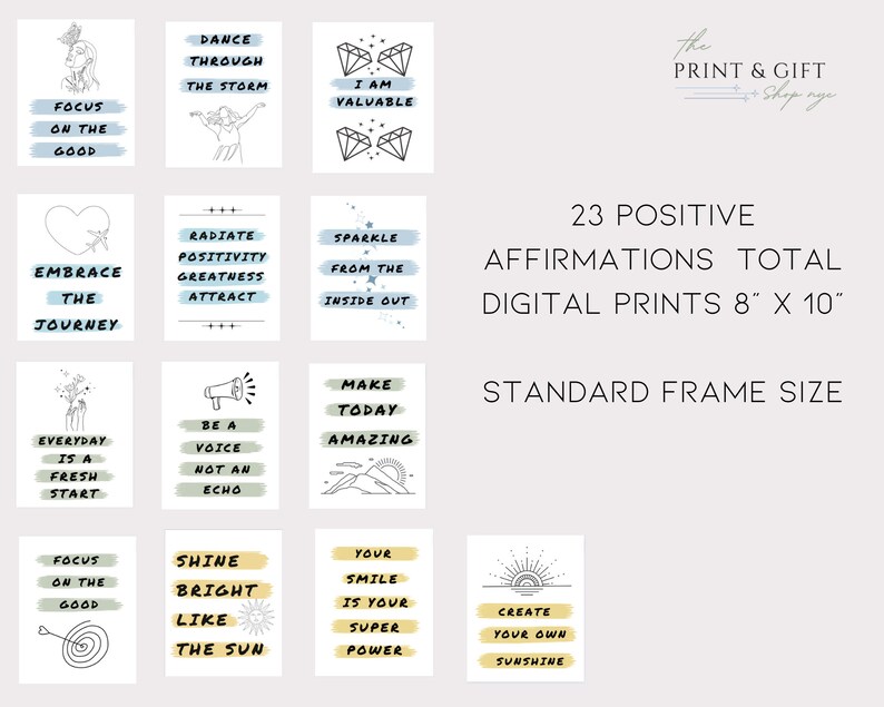 23 Inspirational Prints, Digital Download, 8 X 10 Typography Wall Art ...