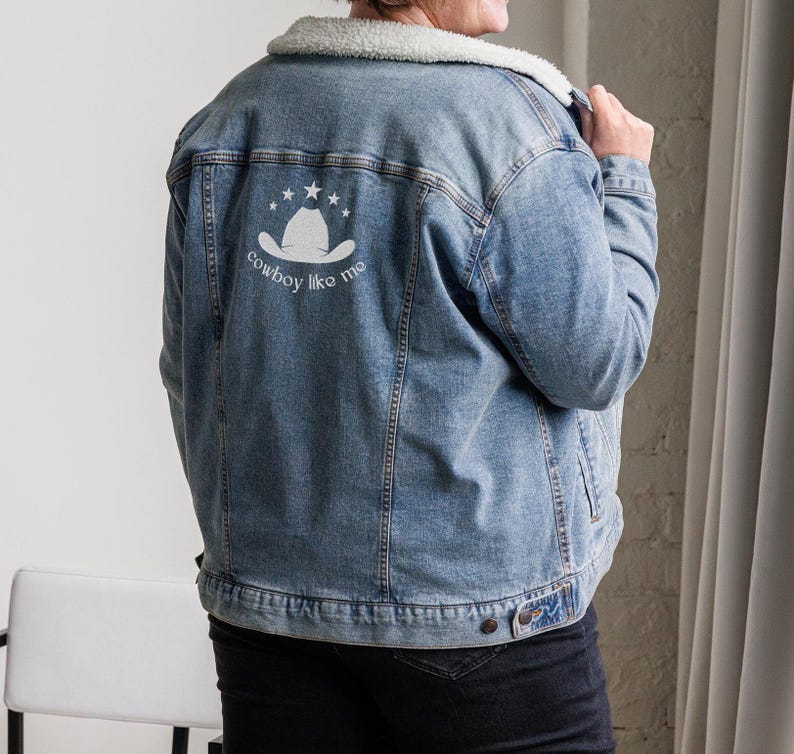 Cowboy Like Me Denim Sherpa Jacket Unisex, Taylor Swift Inspired Jean ...