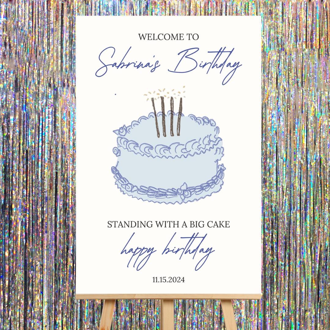 Taylor Swift Birthday Welcome Sign, Standing With A Big Cake Happy ...