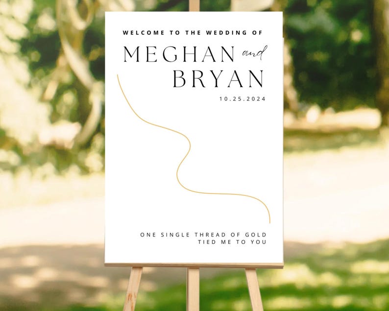 One Single Thread of Gold Tied Me to You Wedding Welcome Sign, Taylor ...