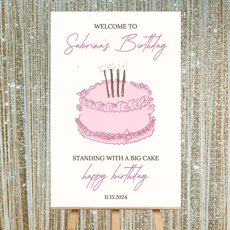 Taylor Swift Birthday Welcome Sign, Standing With A Big Cake Happy ...