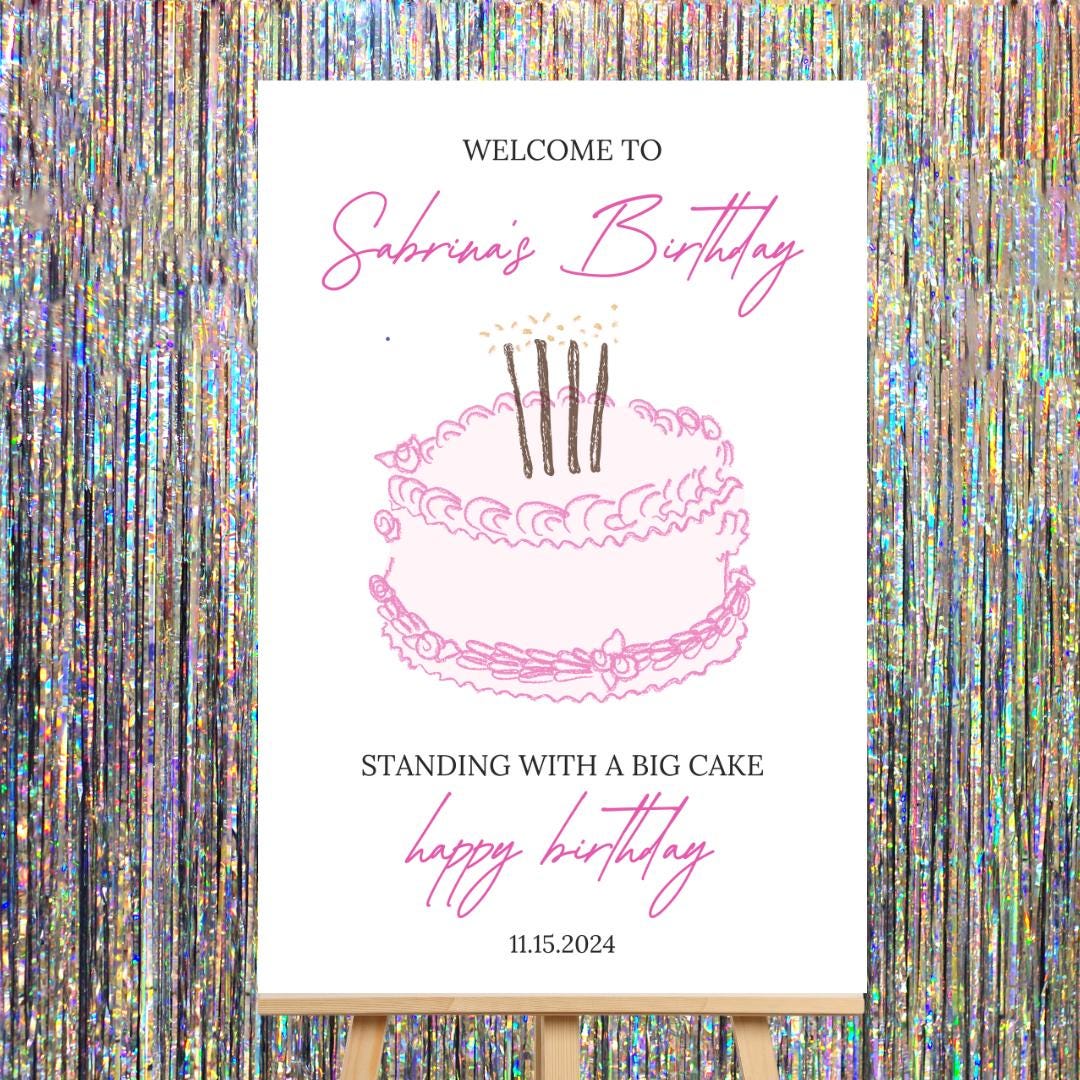 Taylor Swift Birthday Welcome Sign, Standing With A Big Cake Happy ...