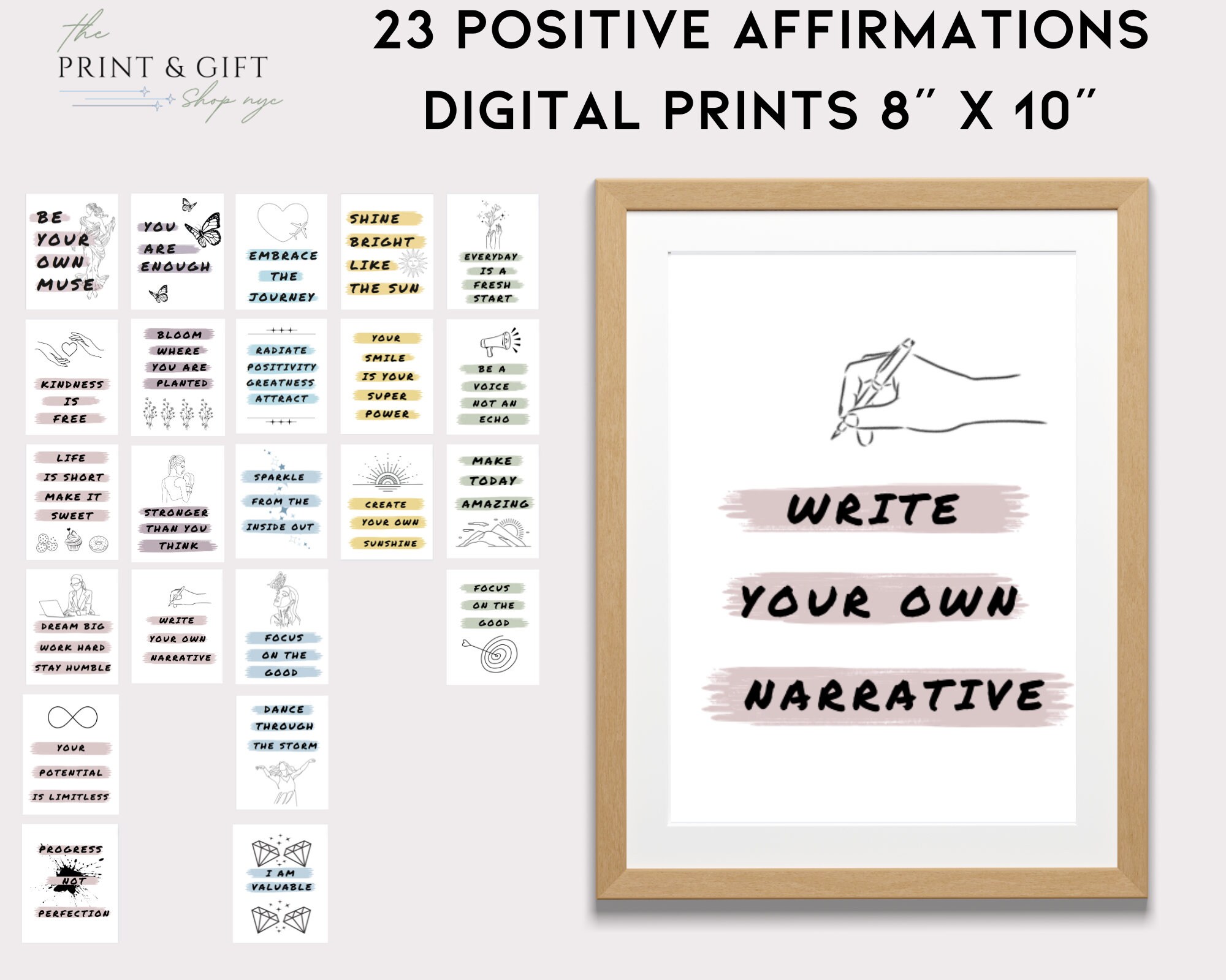 23 Inspirational Prints, Digital Download, 8 X 10 Typography Wall Art ...