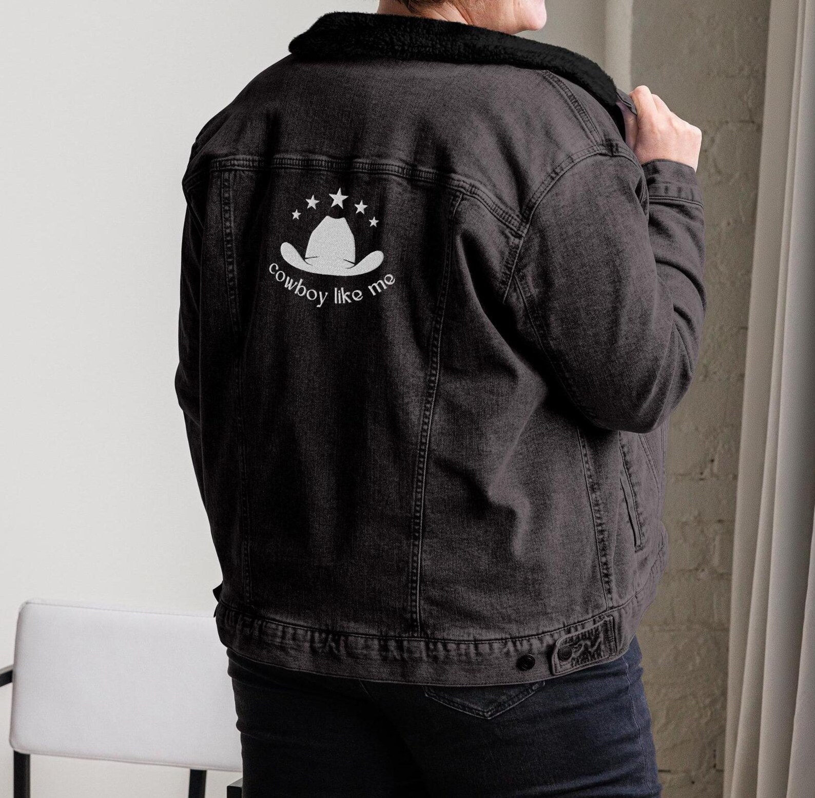 Cowboy Like Me Denim Sherpa Jacket Unisex, Taylor Swift Inspired Jean ...