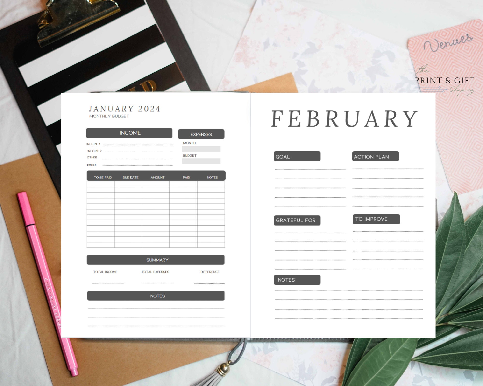 Minimal Style 2024 Monthly Planner, Printable Planner, 8.5 X 11 Size ...