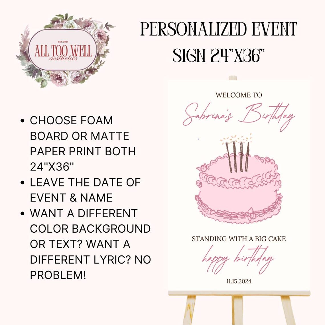 Taylor Swift Birthday Welcome Sign, Standing With A Big Cake Happy ...