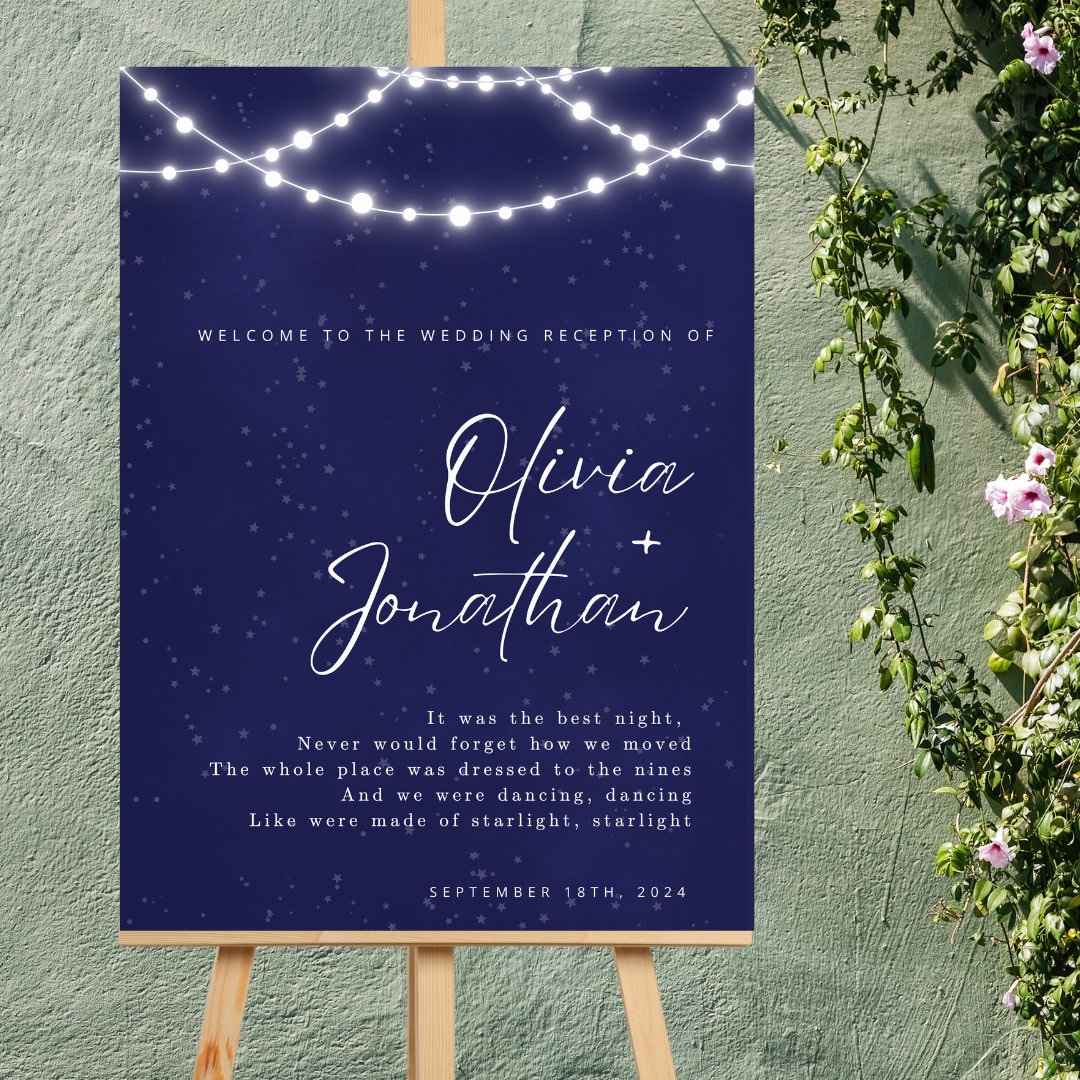 Personalized Taylor Swift Starlight Lyrics Wedding Welcome Sign, Foam ...