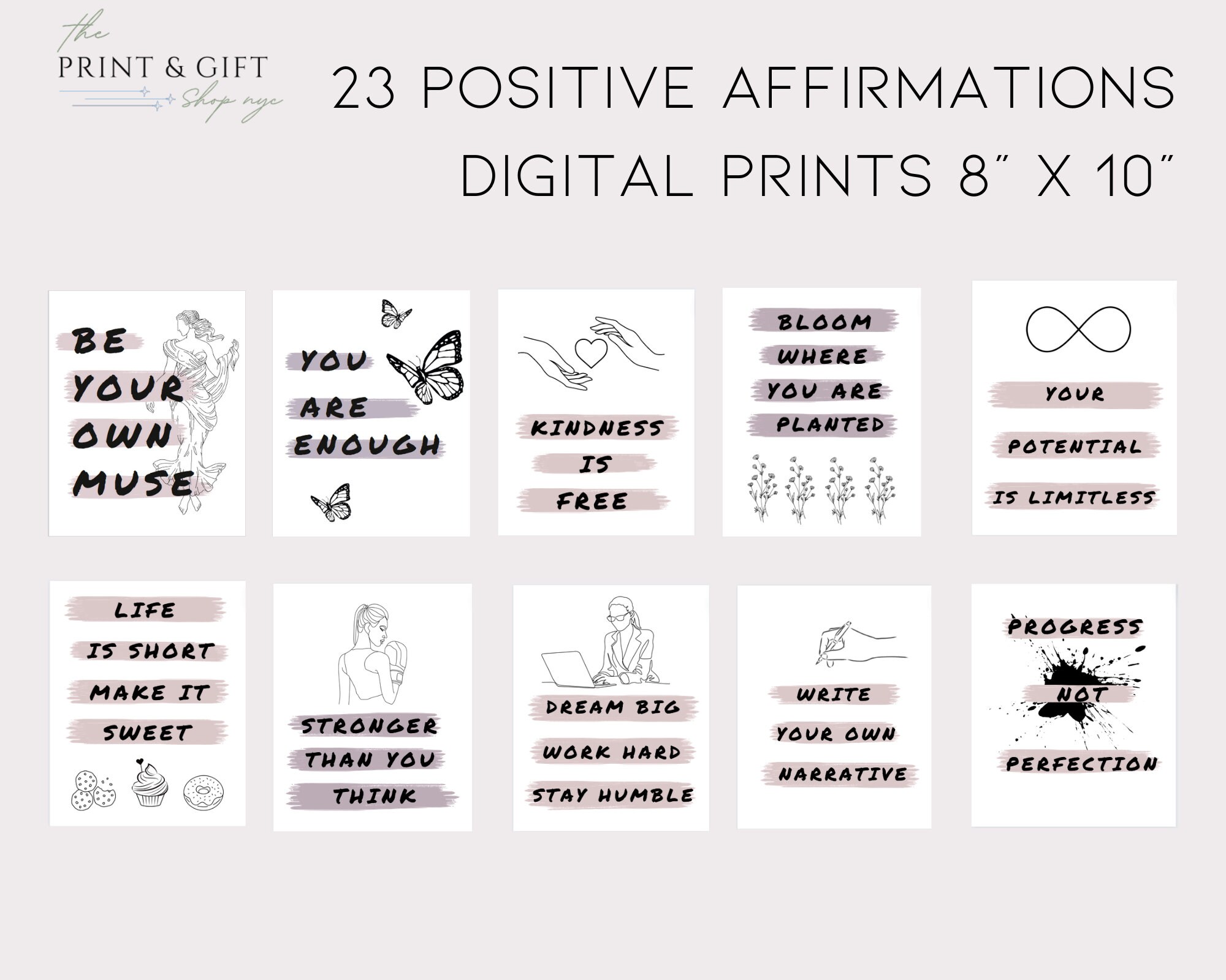 23 Inspirational Prints, Digital Download, 8 X 10 Typography Wall Art ...