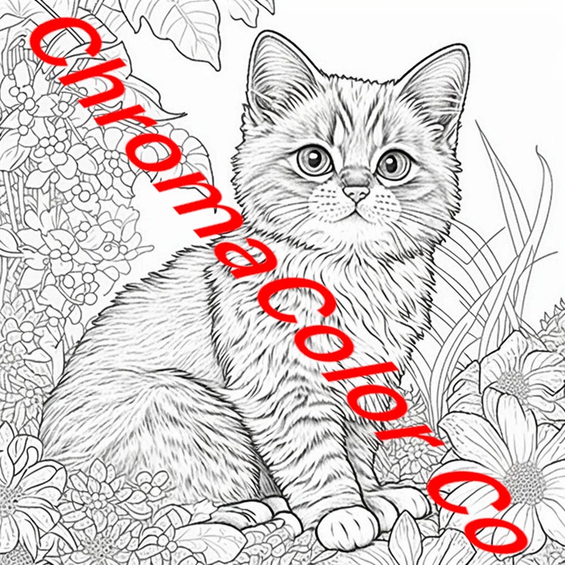 Digital Coloring Book -- Cat Themed Coloring -- 15 Total Pictures - Etsy