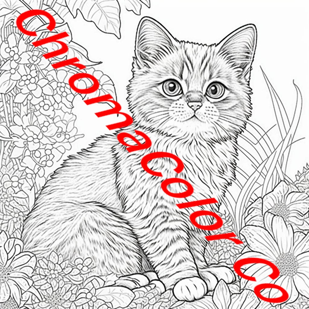 Digital Coloring Book -- Cat Themed Coloring -- 15 Total Pictures - Etsy