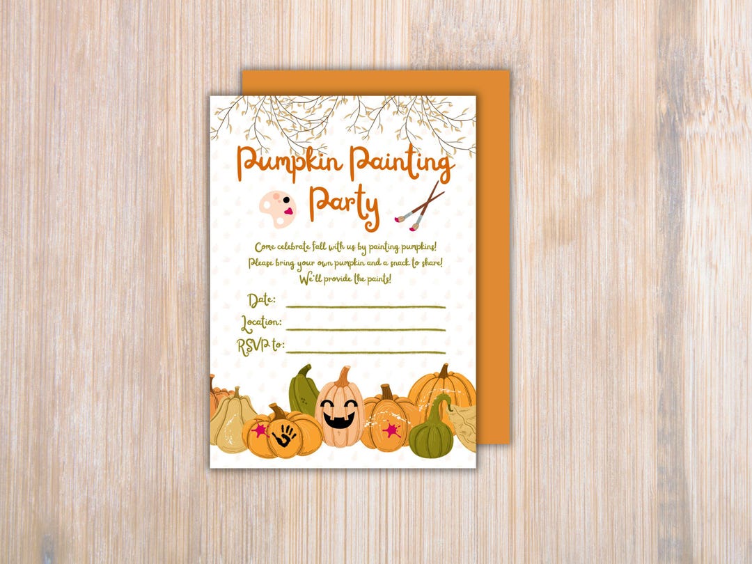Pumpkin Painting Party Invitation Digital Download Printable Write in ...