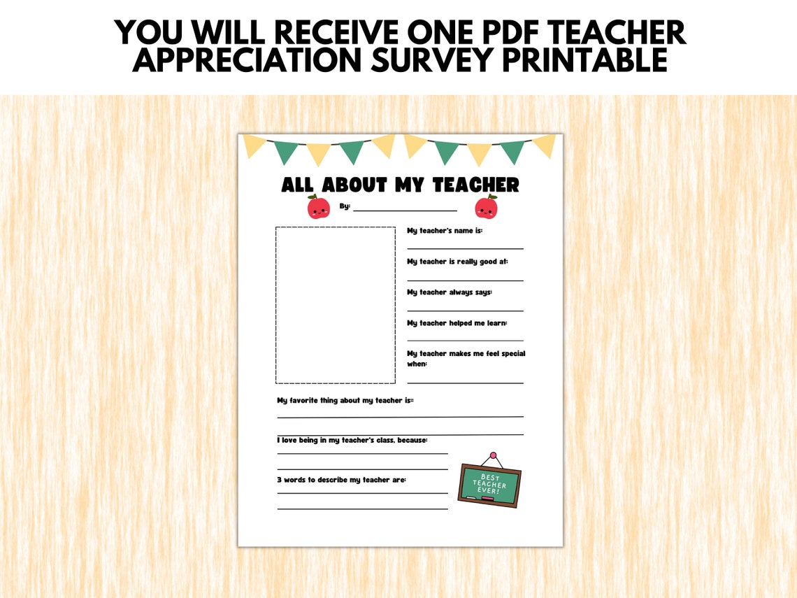 Teacher Appreciation Week Printable, Teacher Survey, Teacher Printable ...