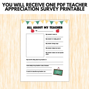 Teacher Appreciation Week Printable, Teacher Survey, Teacher Printable ...