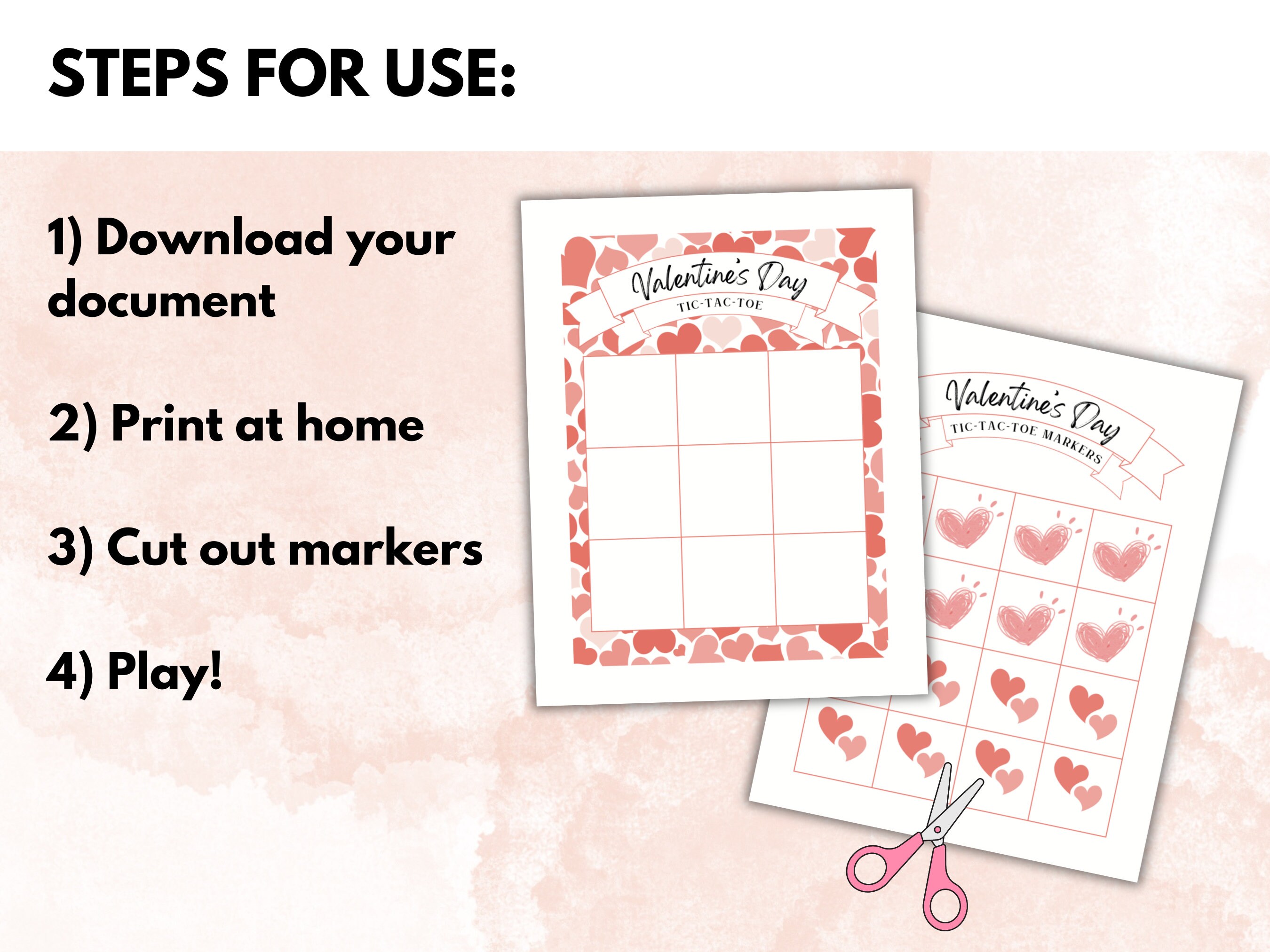 Printable Valentine's Day Tic Tac Toe Game Instant Printable Activity ...