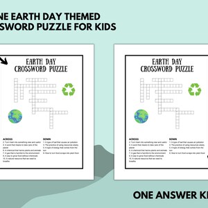 Earth Day Crossword Puzzle for Kids | Instant Download | Printable ...