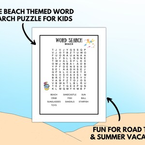 Word Search Puzzle for Kids With Beach Theme | Instant Download ...