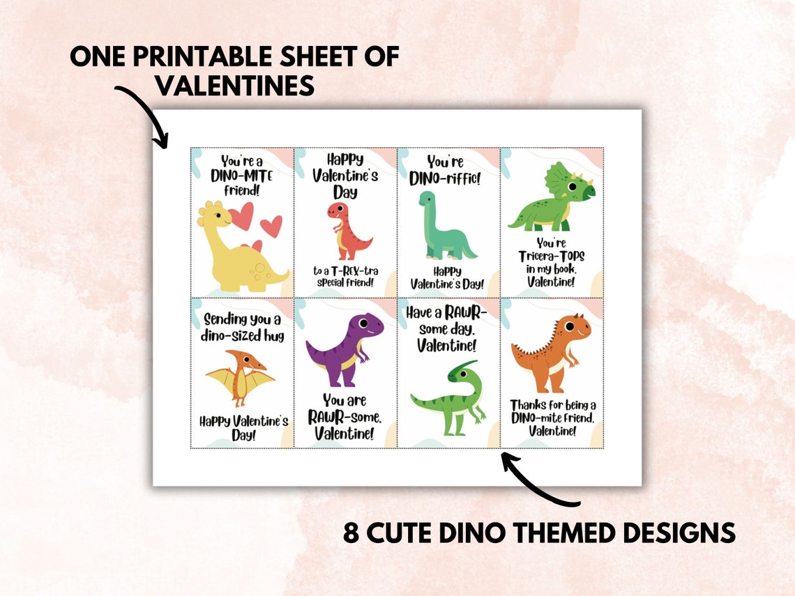 Printable DINO-MITE Valentine's Day Printable Classroom Valentines ...