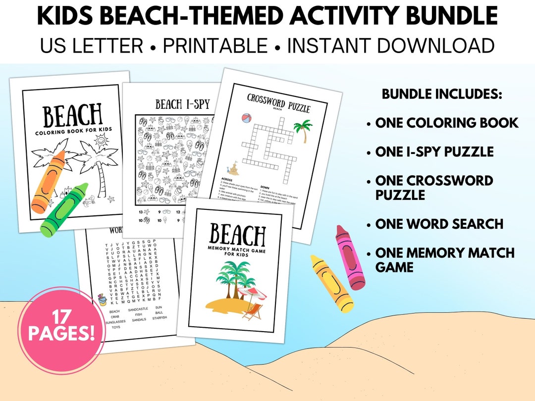 Activity Bundle for Kids With Beach Theme | Starfish, Crab, Sandcastle ...