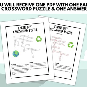 Earth Day Crossword Puzzle for Kids | Instant Download | Printable ...