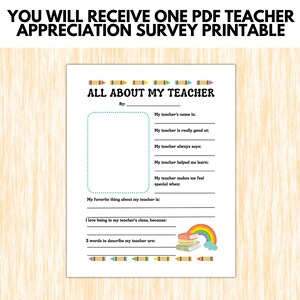 Teacher Appreciation Week Printable, Teacher Survey, Teacher Printable ...