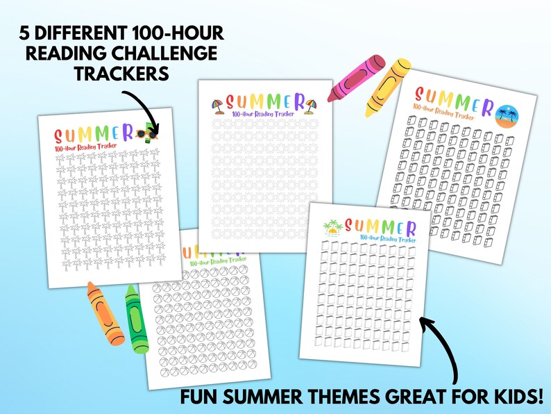 Summer Reading Challenge Log - Bundle of Five Designs - Beach and ...