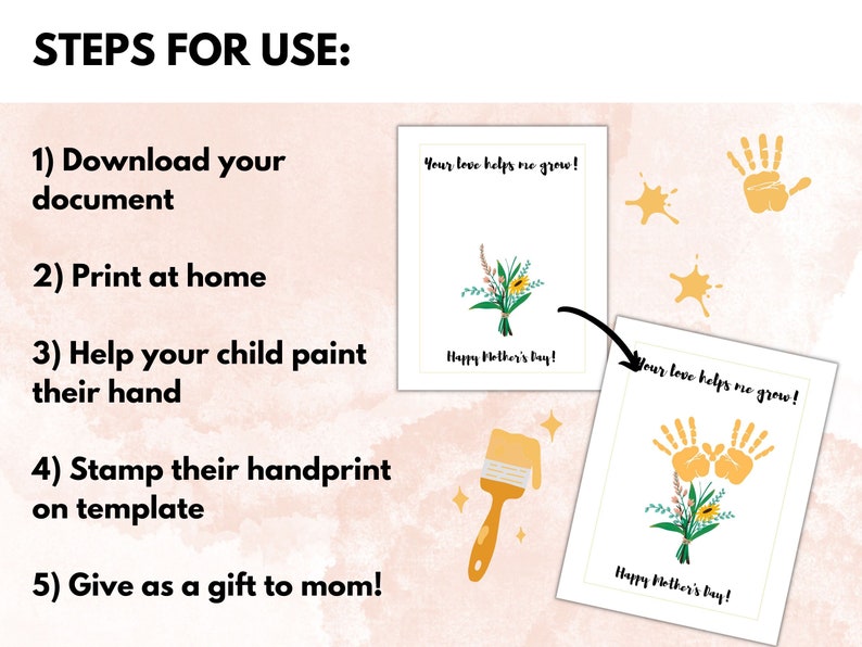Printable Mother's Day Handprint Art | Instant Printable Gift for Mom ...