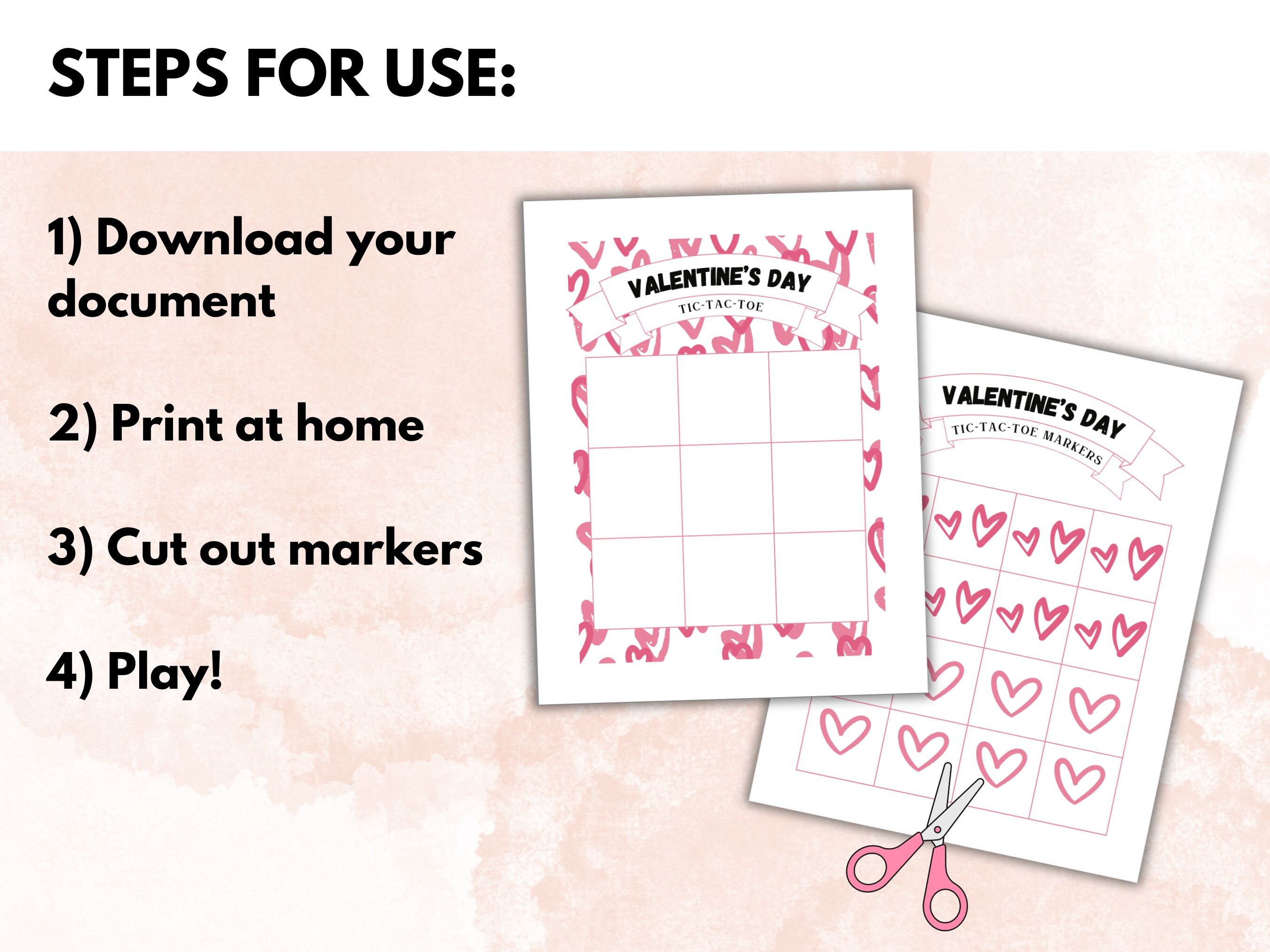 Printable Valentine's Day Tic Tac Toe Game | Instant Printable Activity ...