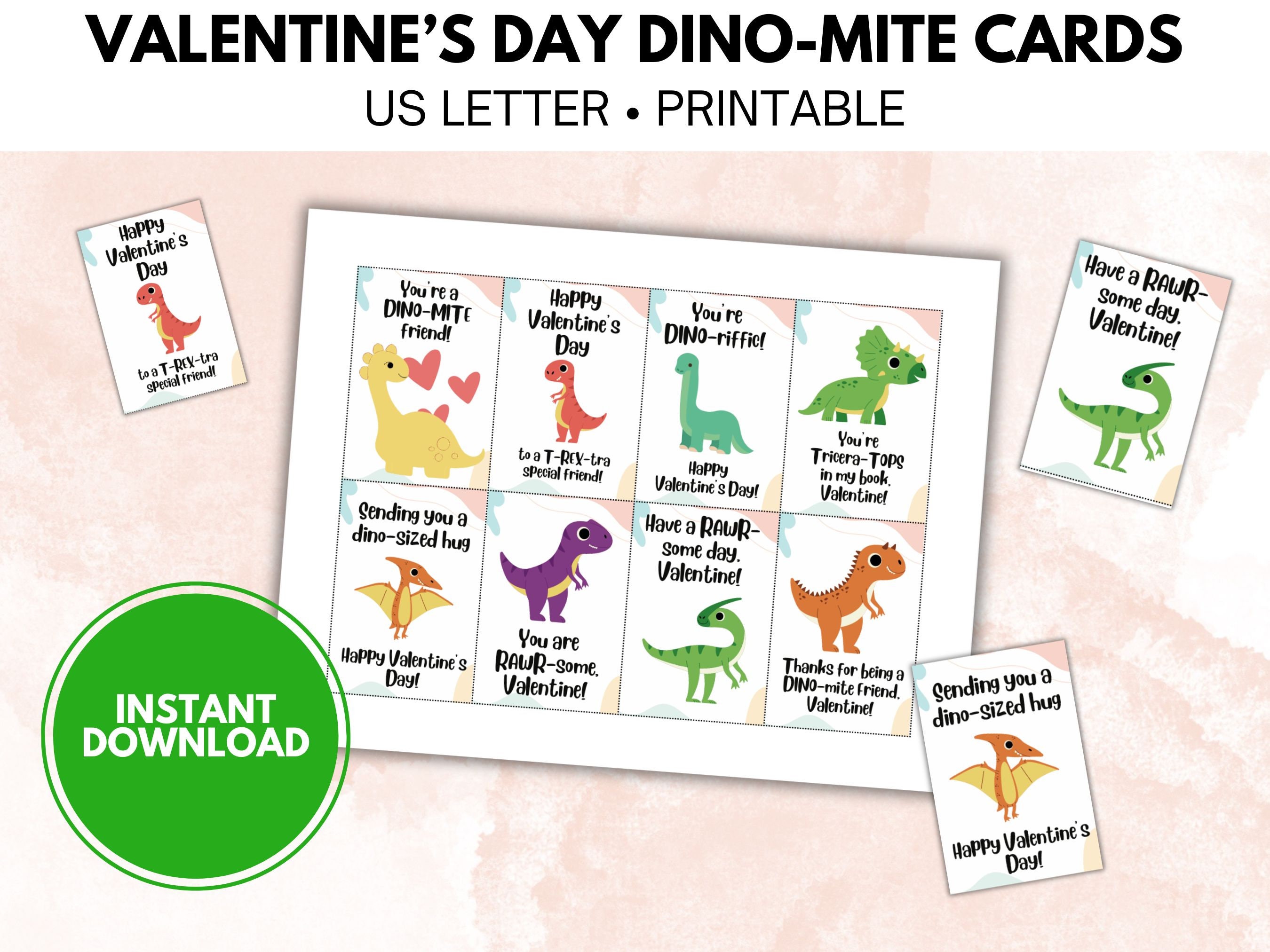 Printable DINO-MITE Valentine's Day Printable Classroom Valentines ...