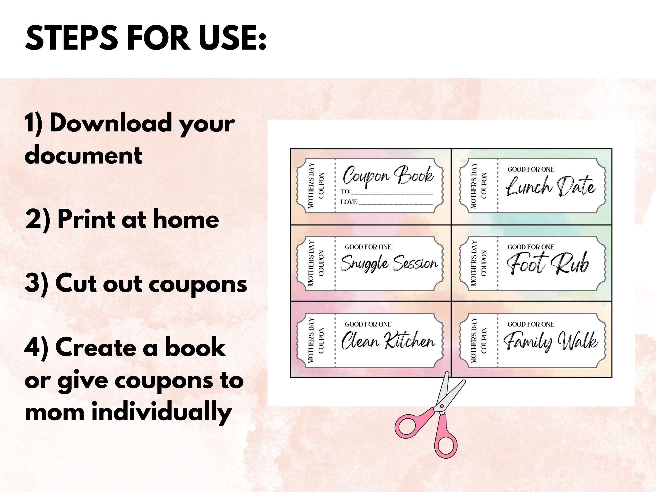 Printable Mother's Day Coupon Book | Instant Printable Gift for Mom ...