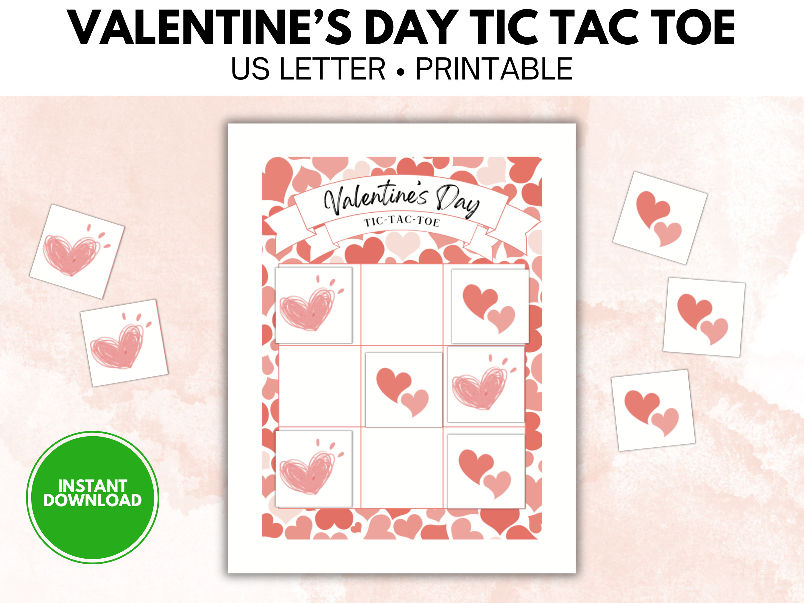 Printable Valentine's Day Tic Tac Toe Game Instant Printable Activity ...