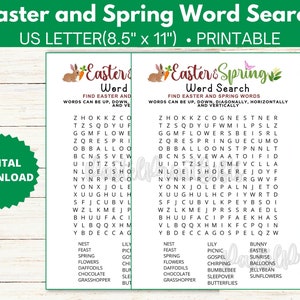 Printable Easter and Spring Word Search | Easter and Spring Activity ...